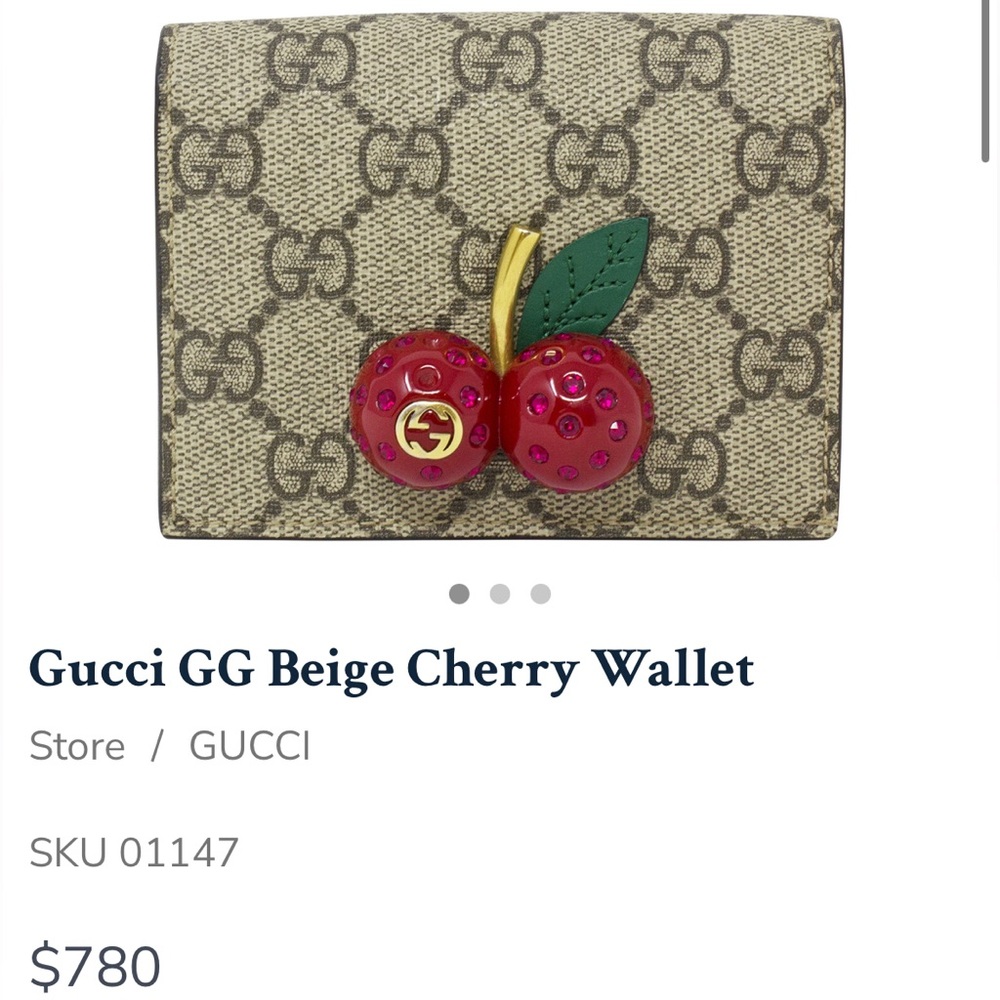 Authentic Gucci Gg Supreme Cherry Bifold Wallet - Gem
